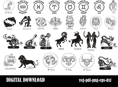 Zodiac Signs Svg Bundle Horoscope Svg Bundle Celestial Star Etsy