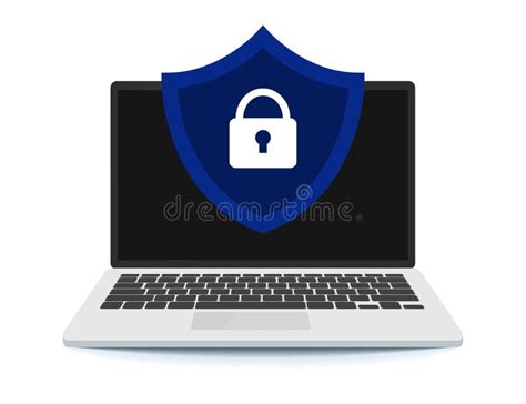 Data Protection Concept On Laptop Shield With A Lock On The Computer
