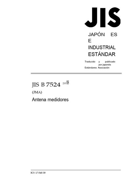 Jis B 7524 2008 Patrones De Espesor Lainas Pdf Medición Patentar