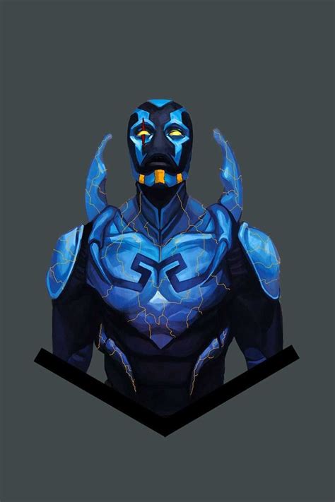 A Stylized Image Of A Man In Blue Armor With Horns And Claws On His Head