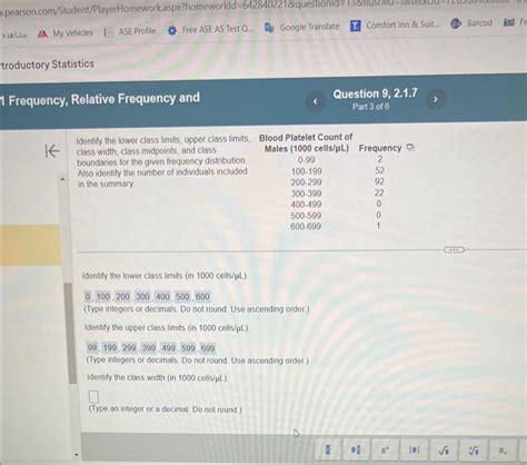 solved identify the lower class limits upper class limits