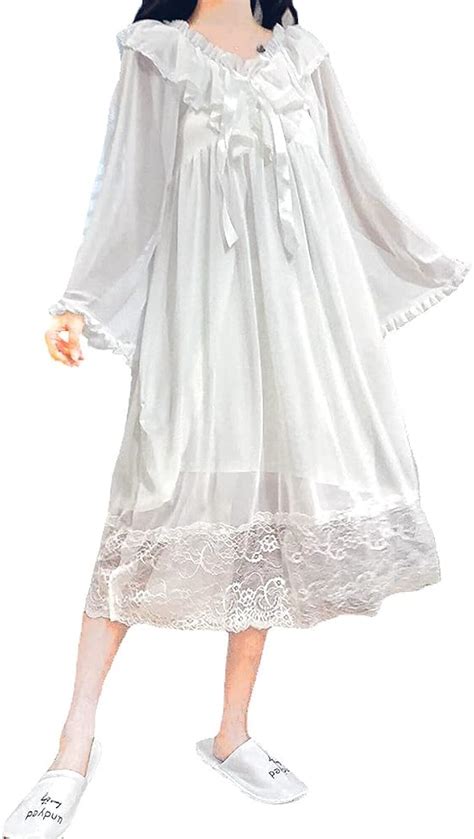 Amazon 『お嬢様風ドレスネグリジェ』 女子学生のためのプリンセスパジャマ 寝巻 胸パット付き 秋～春 大きいサイズ 男の娘 女装
