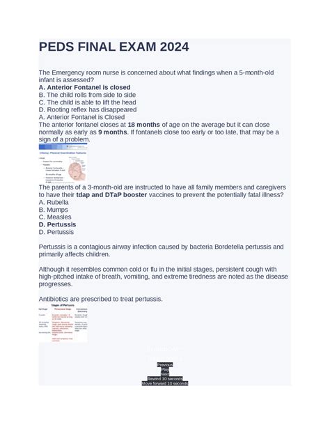 Peds Final Exam 2024 Exams Nursing Docsity