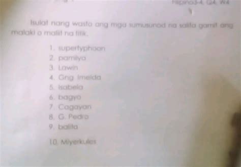 Isulat Nang Wasto Ang Mga Sumusunod Na Salita StudyX