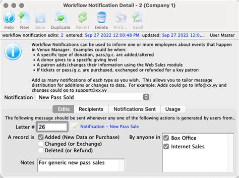 theatre manager manual workflow notifications
