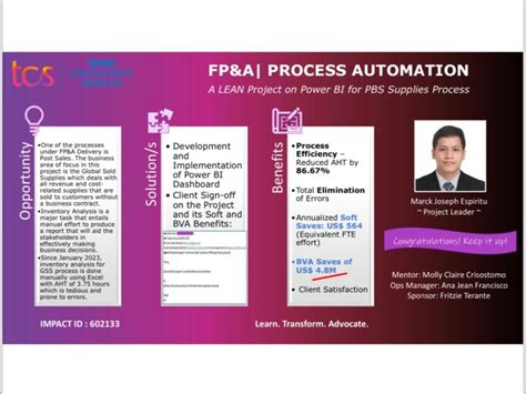 Marck Joseph Espiritu Cpa Mba Cma Us On Linkedin Projectsuccess Tcs