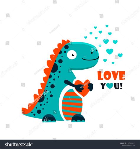 Cute Dinosaur Love You Illustration Vector Stock Vector Royalty Free