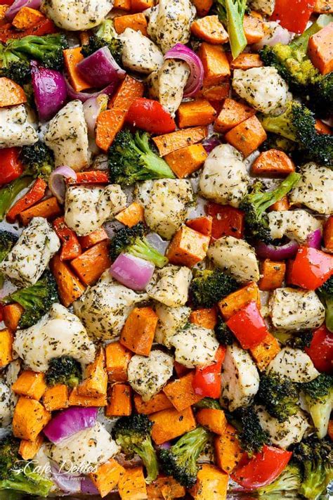 Garlic Herb Chicken And Sweet Potato Sheet Pan Meal Prep Cafe Delites