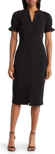 Maggy London Puff Sleeve Midi Dress Nordstromrack
