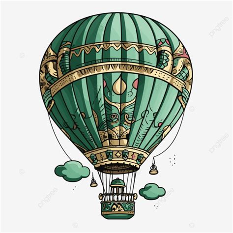 氣球 向量 貼紙剪貼畫綠色熱氣球漂浮在空中與裝飾品卡通 貼紙 剪貼畫向量圖案素材免費下載，png，eps和ai素材下載 Pngtree