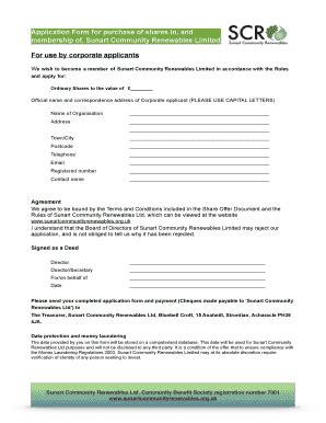 Fillable Online Sunartcommunityrenewables Org Share Application Form