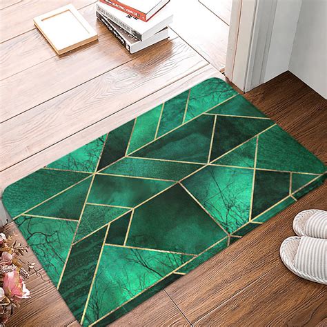 녹색 기하학 패턴 도어 매트 주방 카펫 입구 도어 매트 욕실 매트 침실 라운지 러그 홈 데코 Aliexpress
