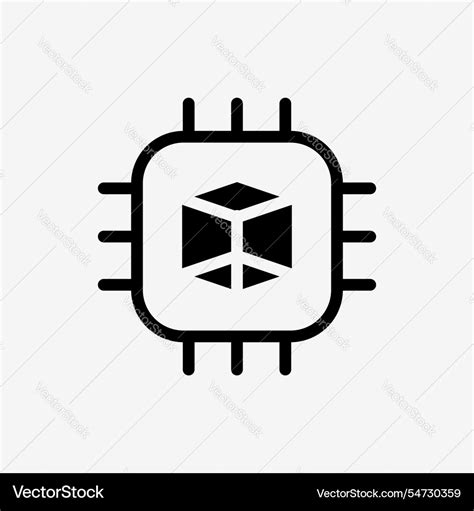 icon microchip processor gpu for rendering 3d vector image