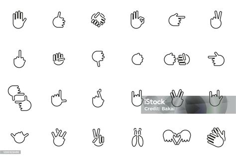 Ilustración De Signos De La Mano Y Gestos De La Mano Iconos Negro Y