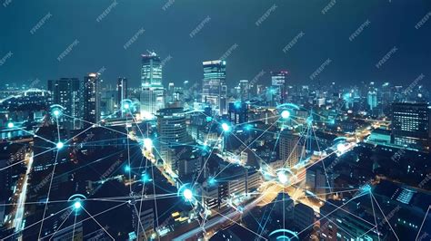 Digital Cityscape With Smart Infrastructure Connected Buildings And Iot 5g Integration Concept