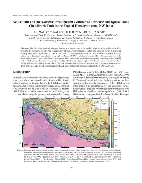 Pdf Active Fault And Paleoseismic Investigation Evidence Of A
