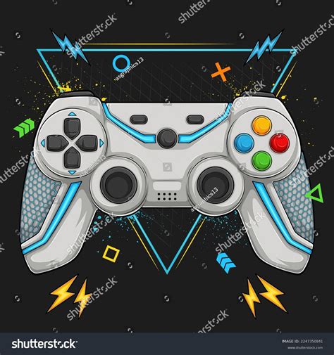 Hand Drawn Analog Joystick Game Console Wektor Stockowy Bez Tantiem
