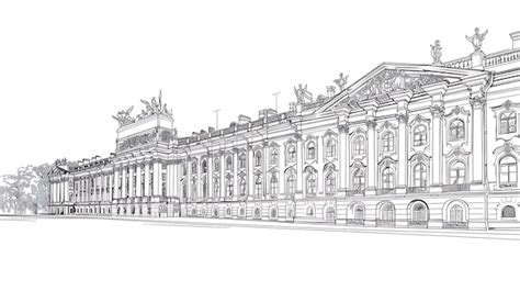 Premium Photo A Drawing Of A Building With A Large Number Of Columns