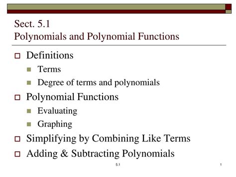 Ppt Sect 5 1 Polynomials And Polynomial Functions Powerpoint
