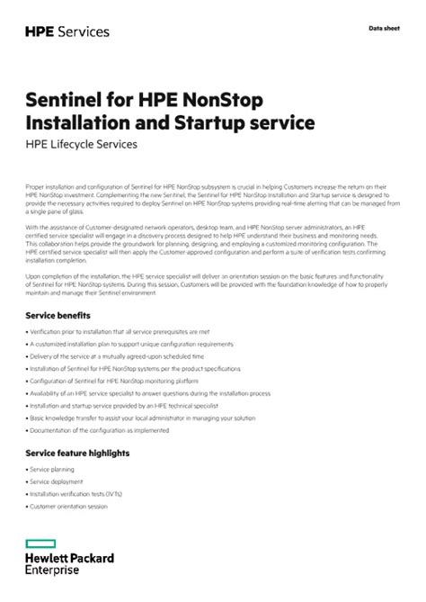 Sentinel For Hpe Nonstop Installation And Startup Service