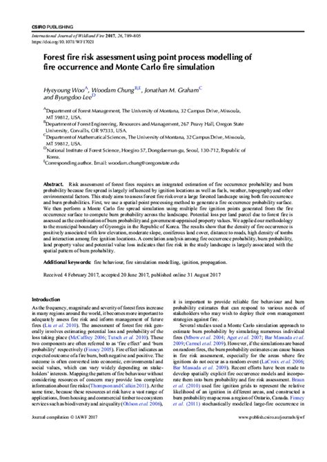 Pdf Forest Fire Risk Assessment Using Point Process Modelling Of Fire Occurrence And Monte