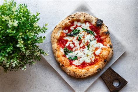 Neapolitan Pizza Margarita With Tomato Sauce Mozzarella And Basil
