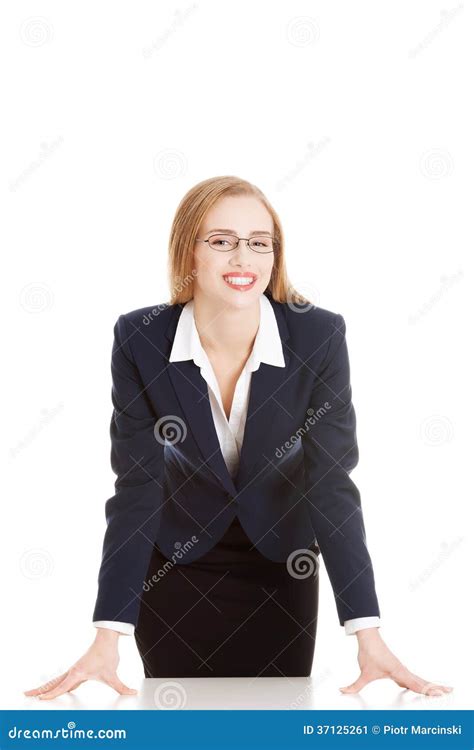 Beautiful Business Woman Bending Over Table Stock Image Image 37125261