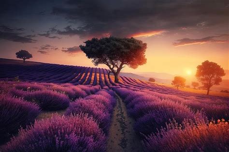 Premium Photo Vast And Serene Lavender Field Stretching Out Into The