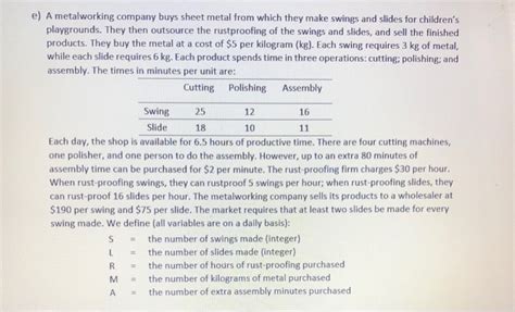 Solved 1 Formulate An Algebraic Model For The Problem And