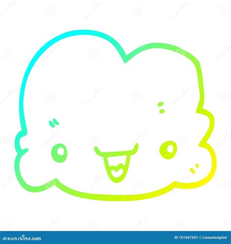 Dibujo Creativo De Una Línea De Degradado Frío En Una Pequeña Nube Feliz Ilustración del Vector