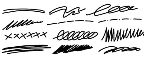Linhas Marcador Desenhado à Mão Traçado De Linha Sublinhado Sublinhado