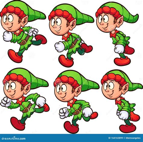 Happy Running Christmas Elf Ready For Animation Stock Vector