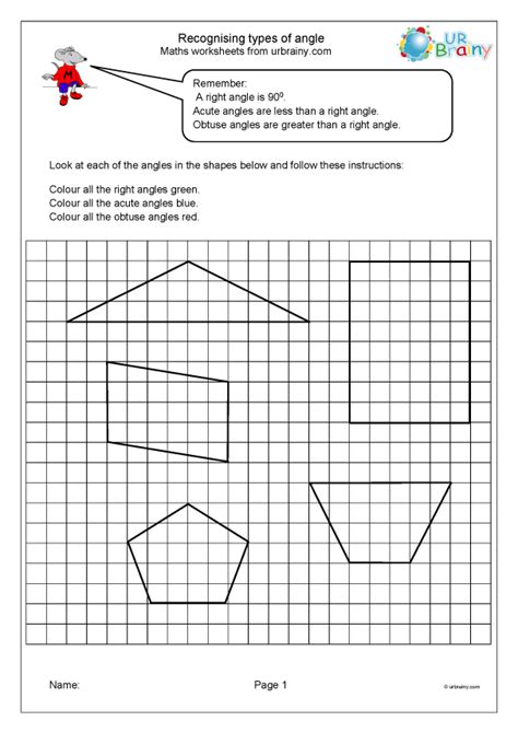 Acute Obtuse And Right Angles Worksheet Practice And Learn Geometry
