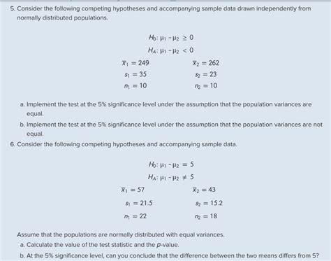 Solved 5 Consider The Following Competing Hypotheses And