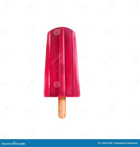 Strawberry Red Pink Popsicles Icecream Frozen Juice Summer Dessert Isolated Illustration Fun