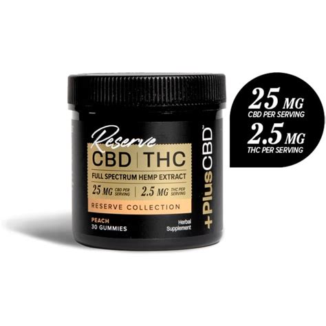 Pluscbd Reserve 25mg Thc 25mg Cbd Gummies Peach Full Spectrum