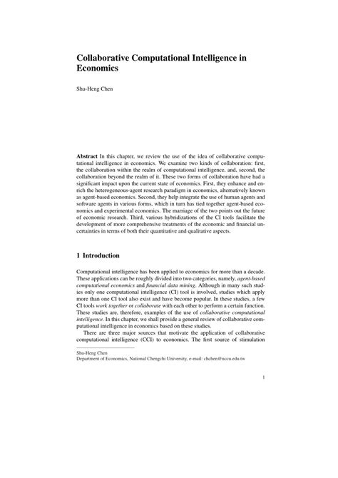 Pdf Collaborative Computational Intelligence In Economics
