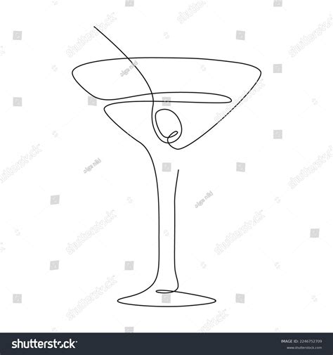 Martini Glass Continuous Line Style On Stock Vector Royalty Free