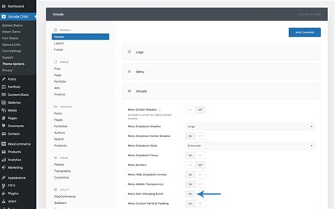 Menu Transparent On Scroll Uncode Theme Documentation And Help Center