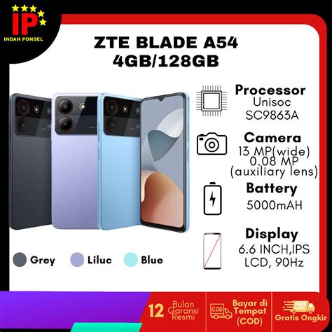 Jual ZTE BLADE A54 4GB 64GB 4GB 128GB GARANSI RESMI NASIONAL Shopee