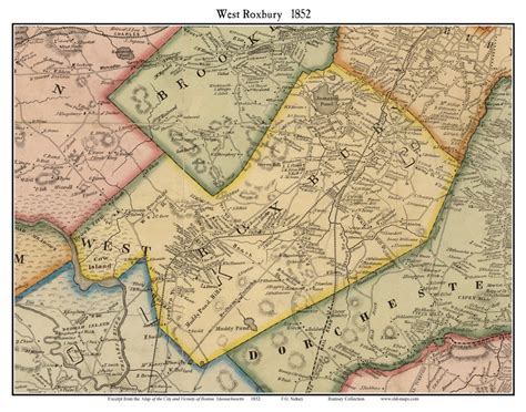 West Roxbury Massachusetts 1852 Old Town Map Custom Print Boston Vicinity Old Maps