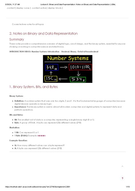 lecture 6 binary and data representation notes on binary and data representation ube l
