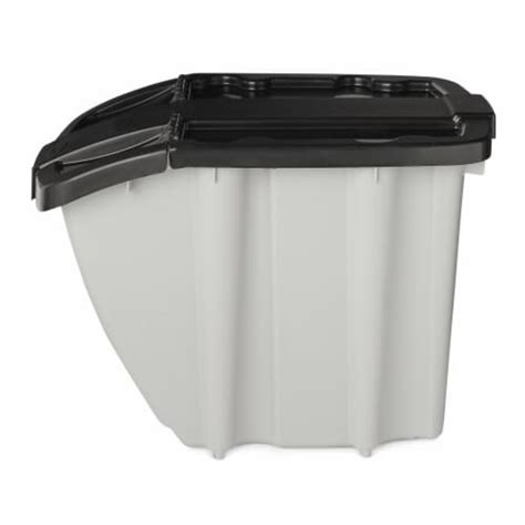 Suncast 18 Gallon Indoor Outdoor Stackable Recycle Storage Bin Gray 2