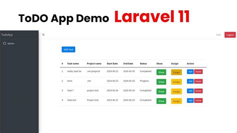 Todo App Demo Laravel 11 Youtube