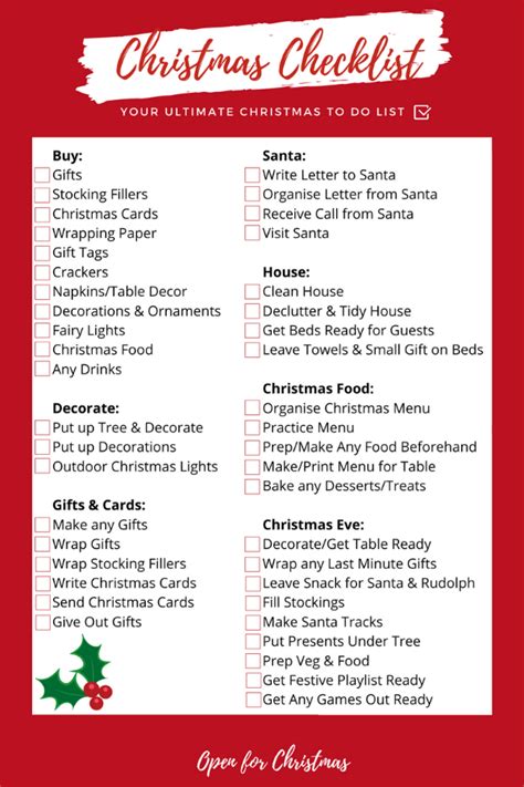 Things To Do Before Christmas Christmas Organisation And Planning
