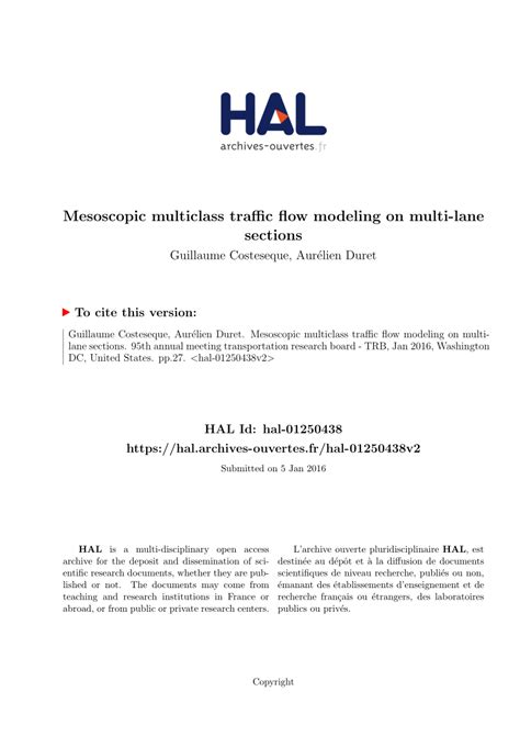Pdf Mesoscopic Multiclass Traffic Flow Model Multilane Modeling And