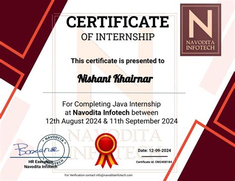 Nishant Khairnar On Linkedin Java Javadeveloper Internship Tech