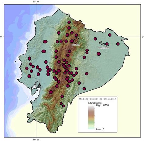 Topographic Map Of Ecuador Including Elevation Scale Map Created By