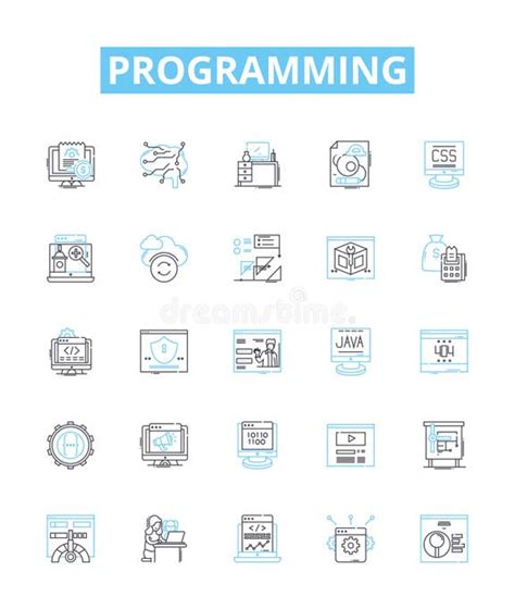 Programming Vector Line Icons Set Programming Coding Scripting