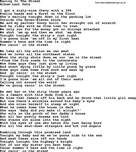 Emmylou Harris Song Racing In The Street Lyrics
